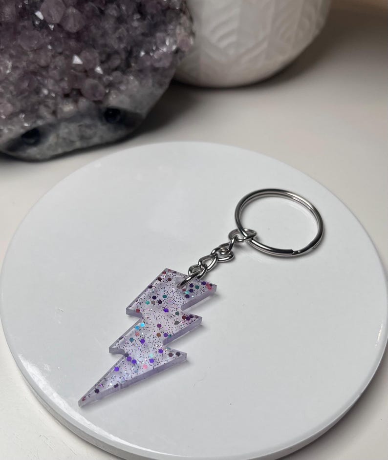 Handmade Epoxy Resin Lightning Bolt Keychain | Kawaii Bag Charm - Etsy