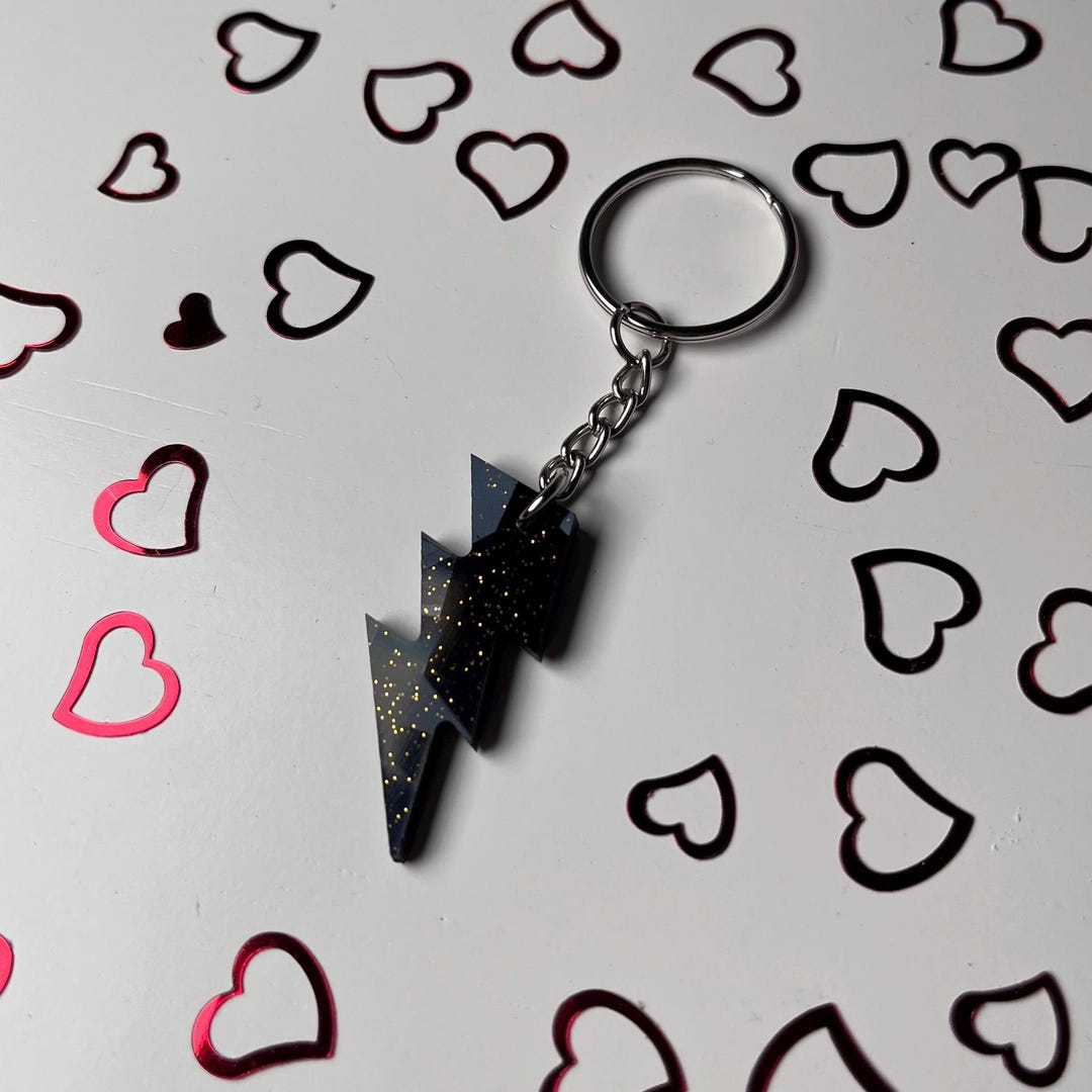 Handmade Glitter Lightning Bolt Keychain | Kawaii Resin Charm - Etsy