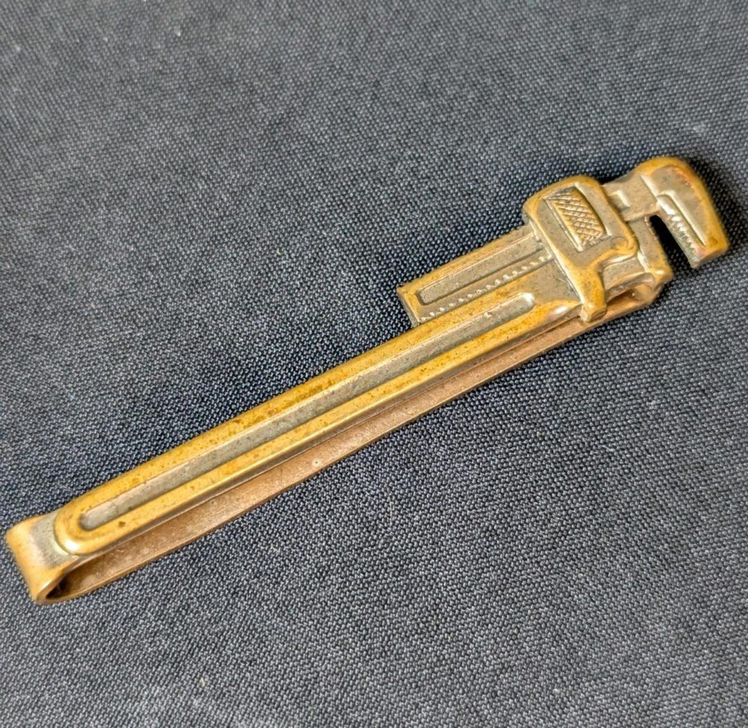 Vtg Plumber Pipe Wrench Gold Tone Tie Clip Clasp 2.75" - Etsy