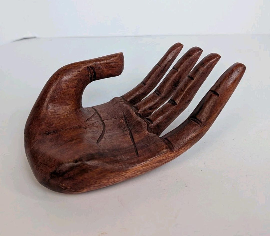 Vintage MCM Wood Carved Human Hand Lord's Folk Art Sculpture Decor ...