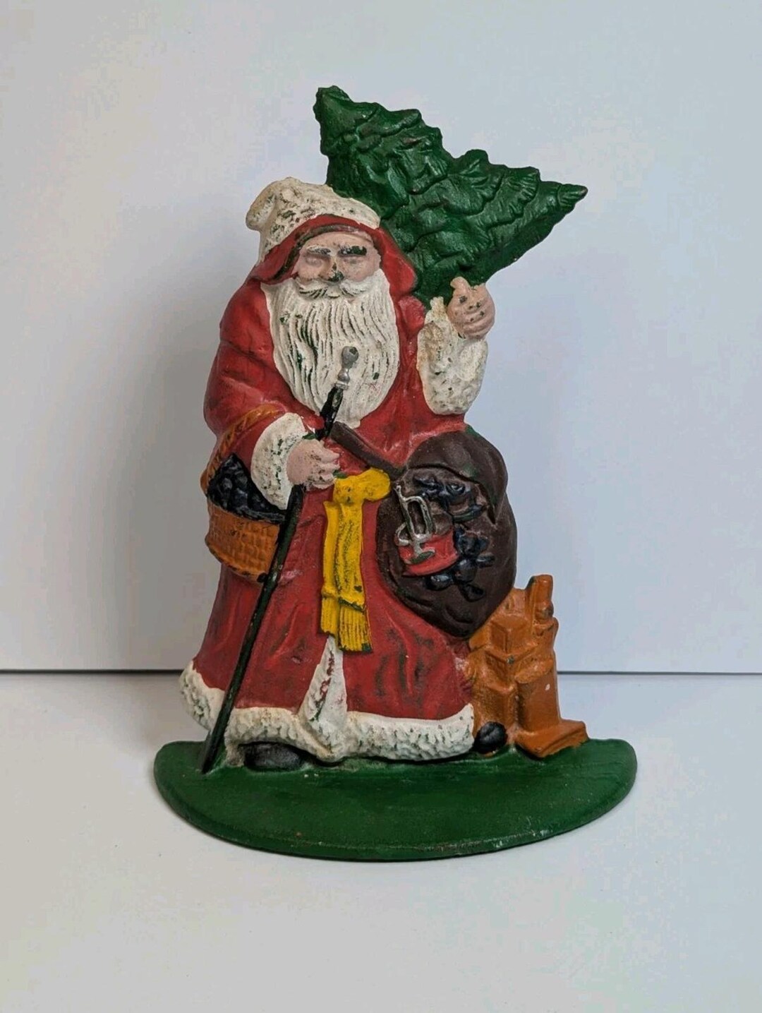 Vintage Cast Iron Handpainted Santa Claus Christmas Door Stop - Etsy