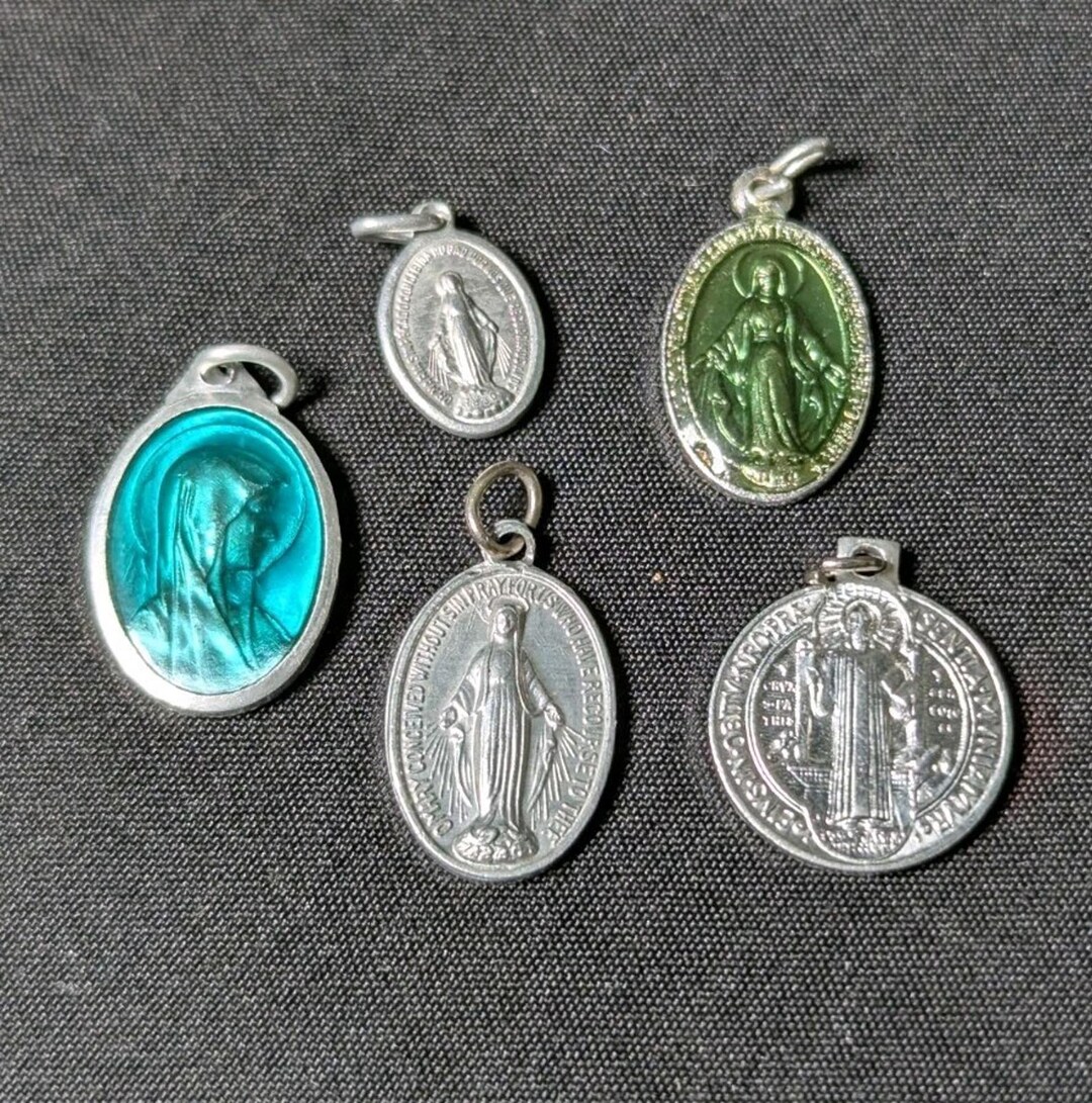 Lot of 5 Vintage Religious Metals Medallions French Enamel Aluminum - Etsy