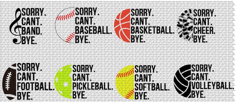 Sorry. Can't. Sports. Bye. Design | Svg | Png | Pdf | Eps | Dxf - Etsy