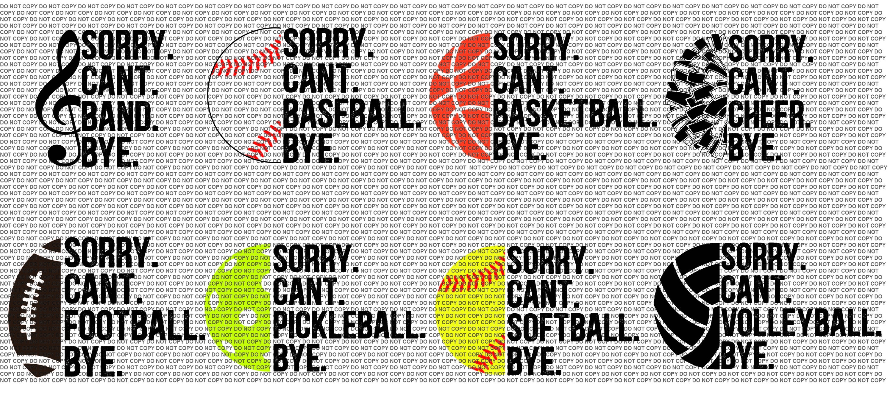Sorry. Can't. Sports. Bye. Design Svg Png Pdf Eps Dxf - Etsy