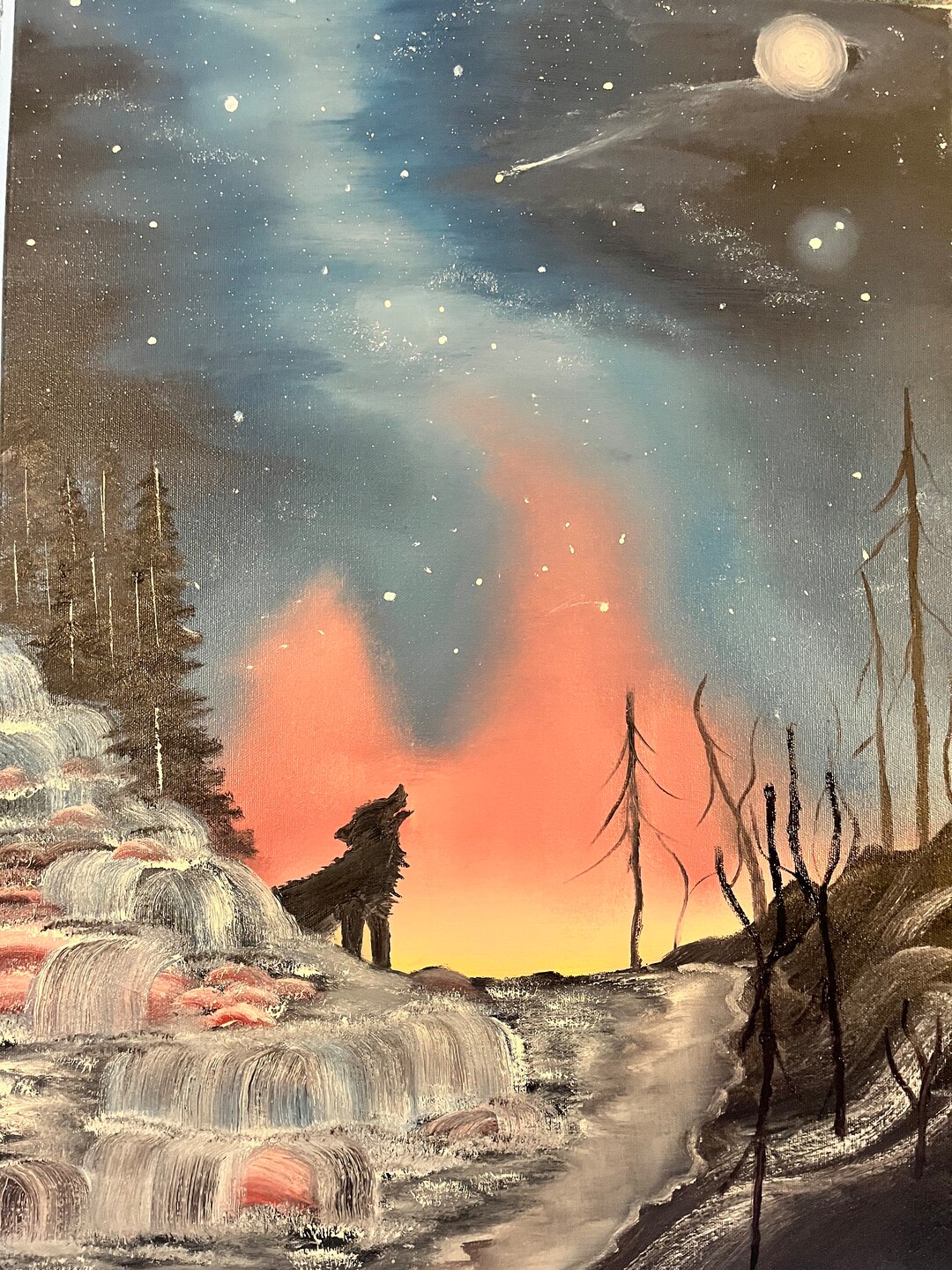 Painting 007 - Wolf Shadows - 18x24 Silhouette Landscape Painting. Oil ...