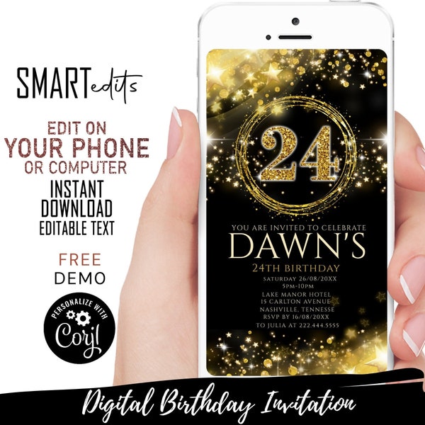 24th Birthday Invitation - Etsy