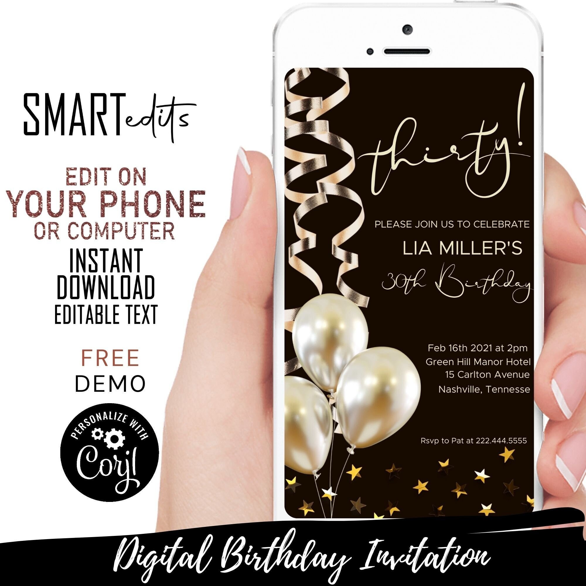 Paper DIGITAL 30th Birthday Invitation Thirty Ladies Party Evite ...