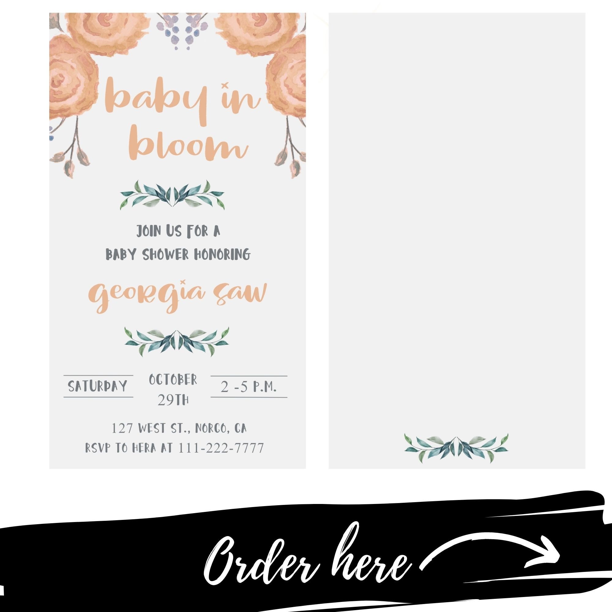 Digital Baby Shower Invitation Boy or Girl Evite Baby in Bloom Pink ...