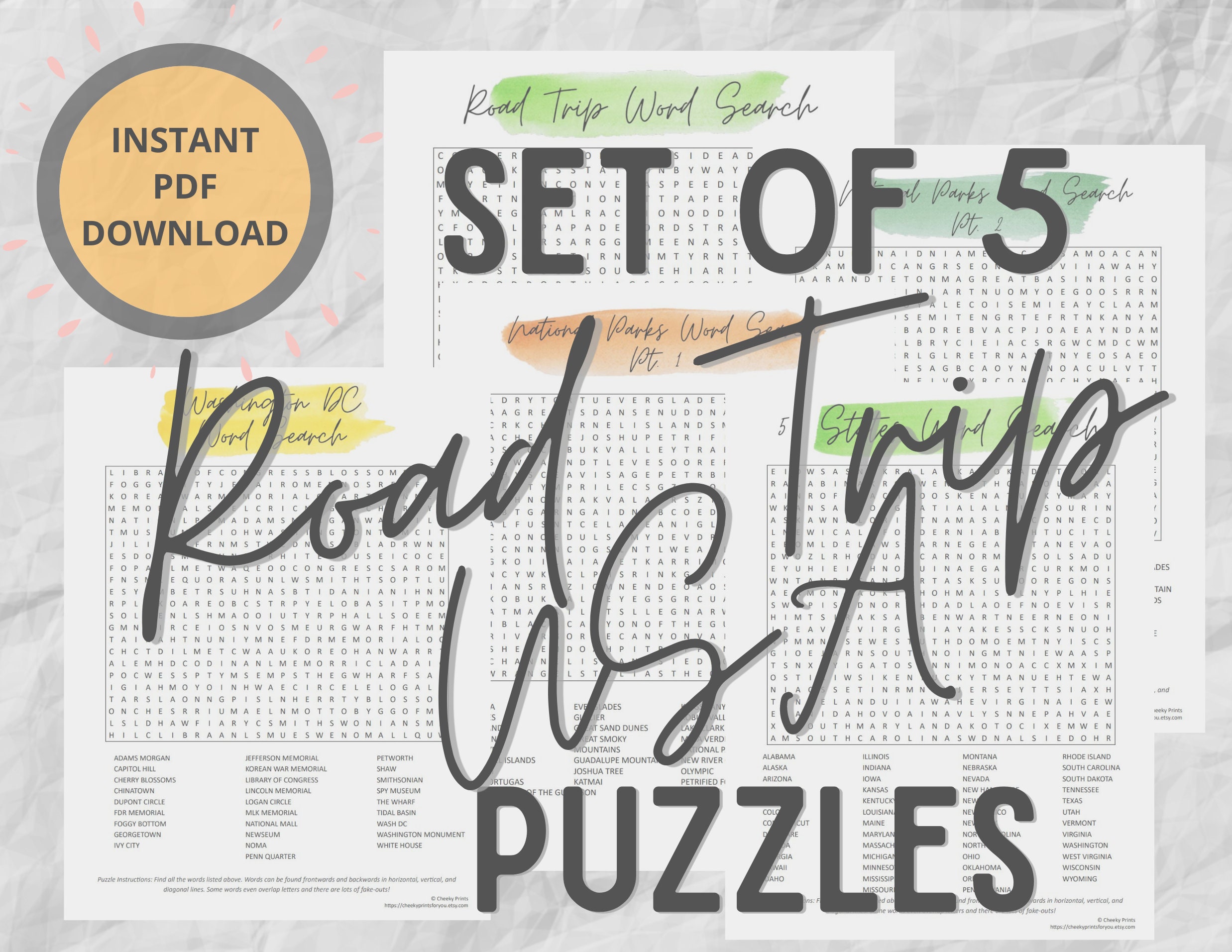 Road Trip Games Word Search Puzzles Printable Surprise Trip Car Ride ...