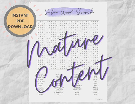 Vagina Vulva Word Search Puzzle Adult NSFW Puzzle Instant - Etsy