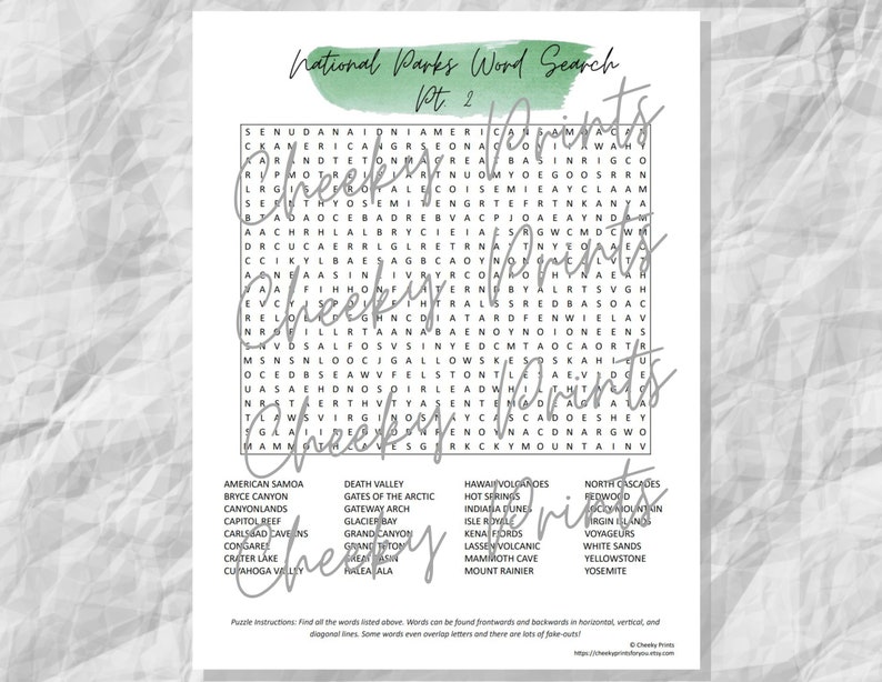 National Parks Word Search Puzzle Part 2 | Printable Travel Road Trip ...