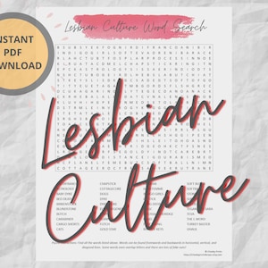 Lesbian Culture Word Search Puzzle | LGBTQ Pride Games | Queer Gay ...
