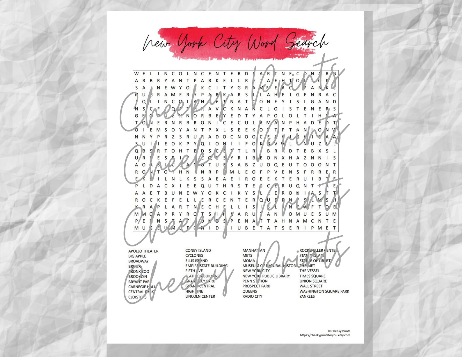 New York City Word Search Puzzle | Printable Travel Games | Instant ...