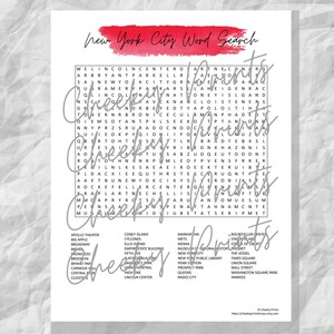 New York City Word Search Puzzle | Printable Travel Games | Instant ...