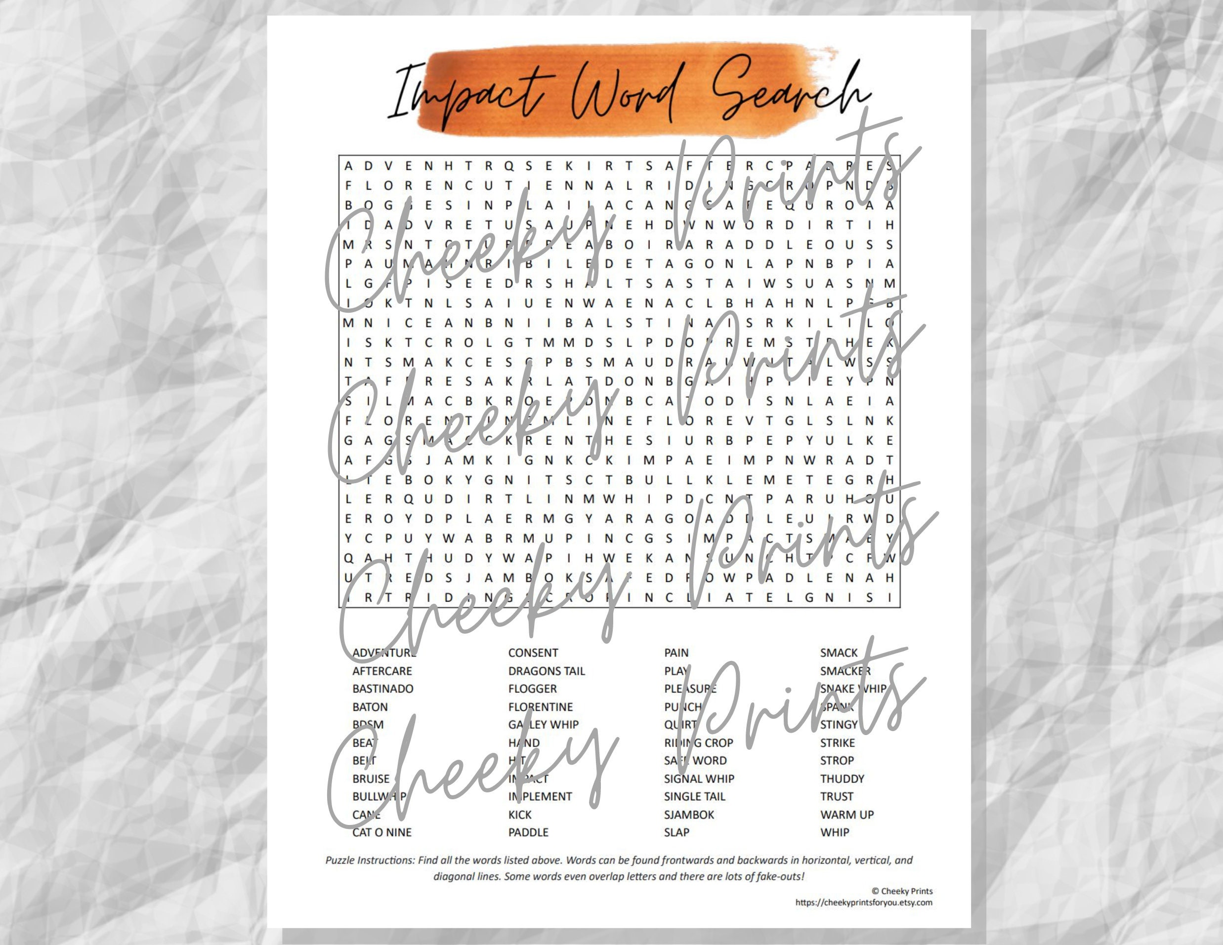 Kink BDSM Impact Rope Word Search Puzzle | Sexy Date Night Games | BDSM ...