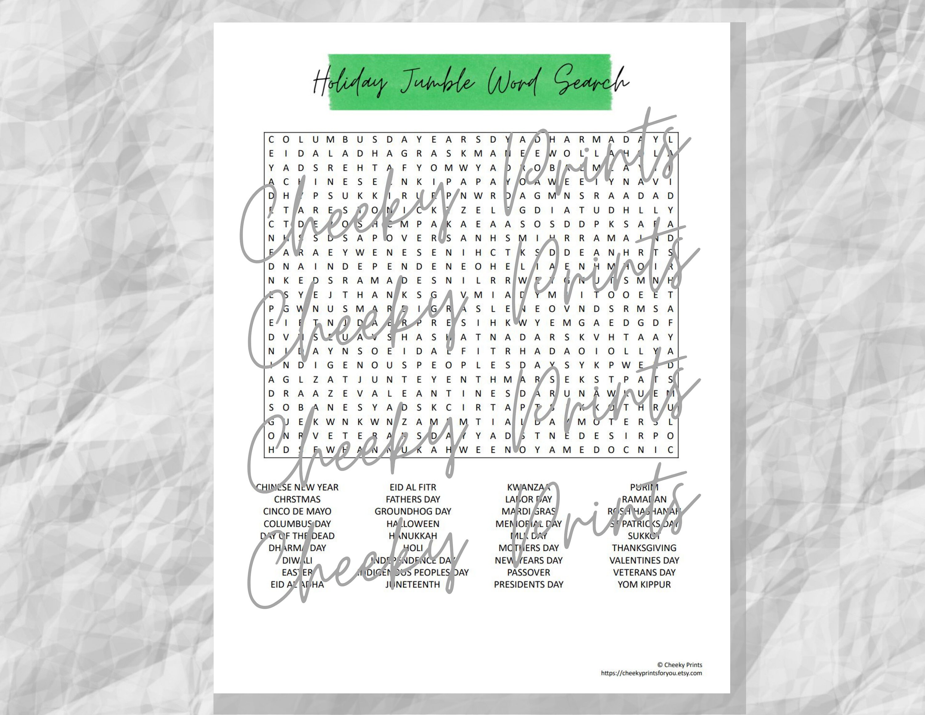 Holiday Jumble Word Search Puzzle | Printable Party Games | Adult ...