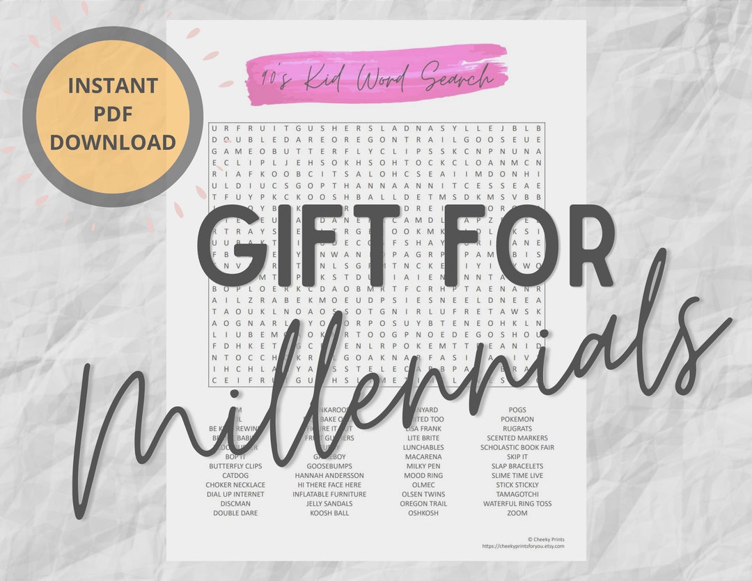 90's Kid Word Search Puzzle Printable Games Millennial - Etsy