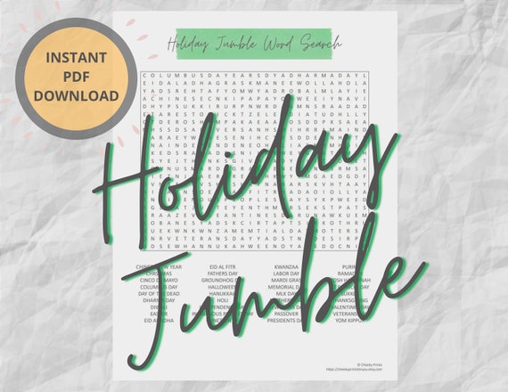 Holiday Jumble Word Search Puzzle Printable Party Games - Etsy