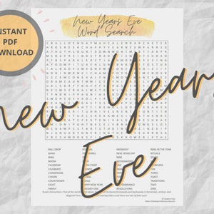 New Years Eve Word Search Puzzle | New Years Eve Activities for Adults ...