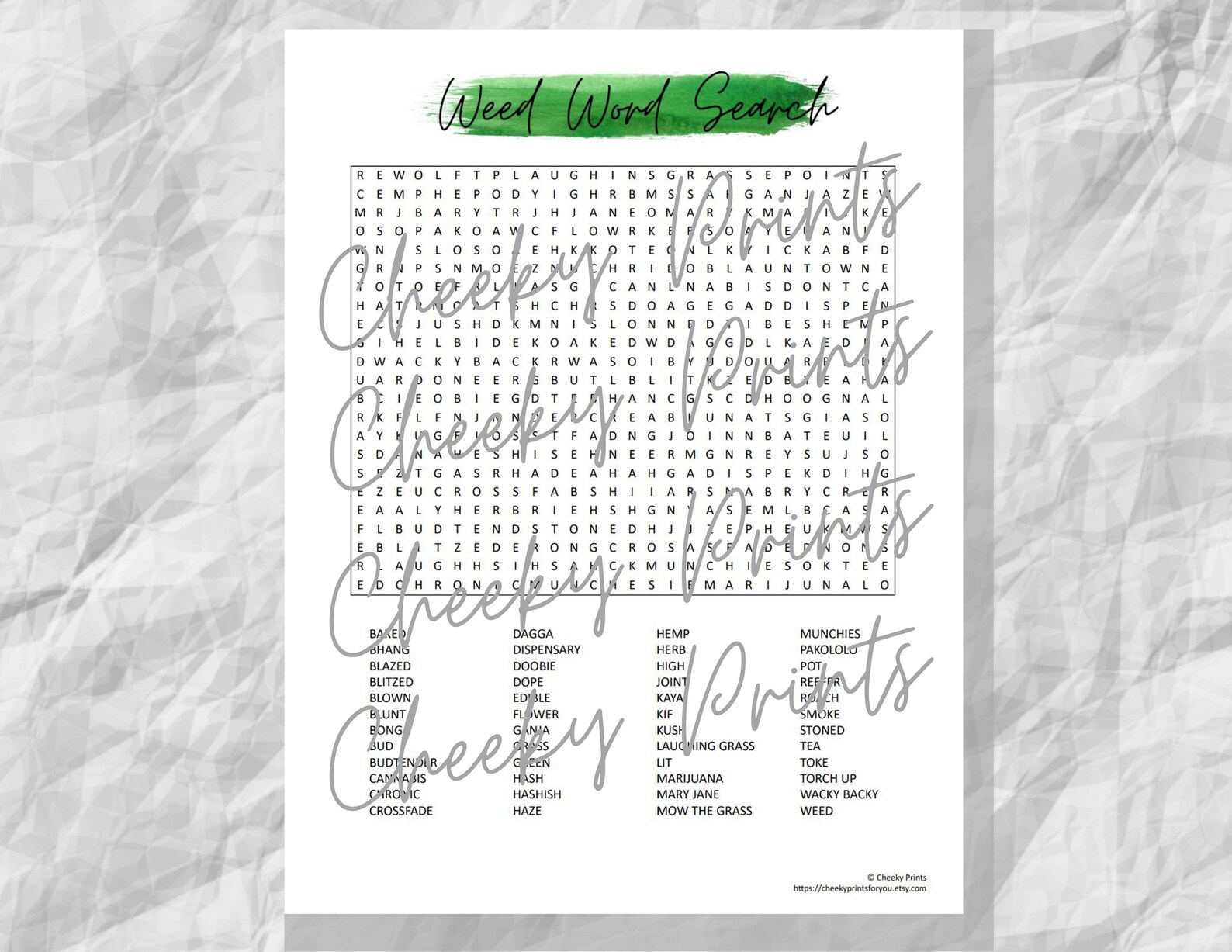 Weed Word Search Puzzle | Gifts for Stoners Printable Games | Instant ...