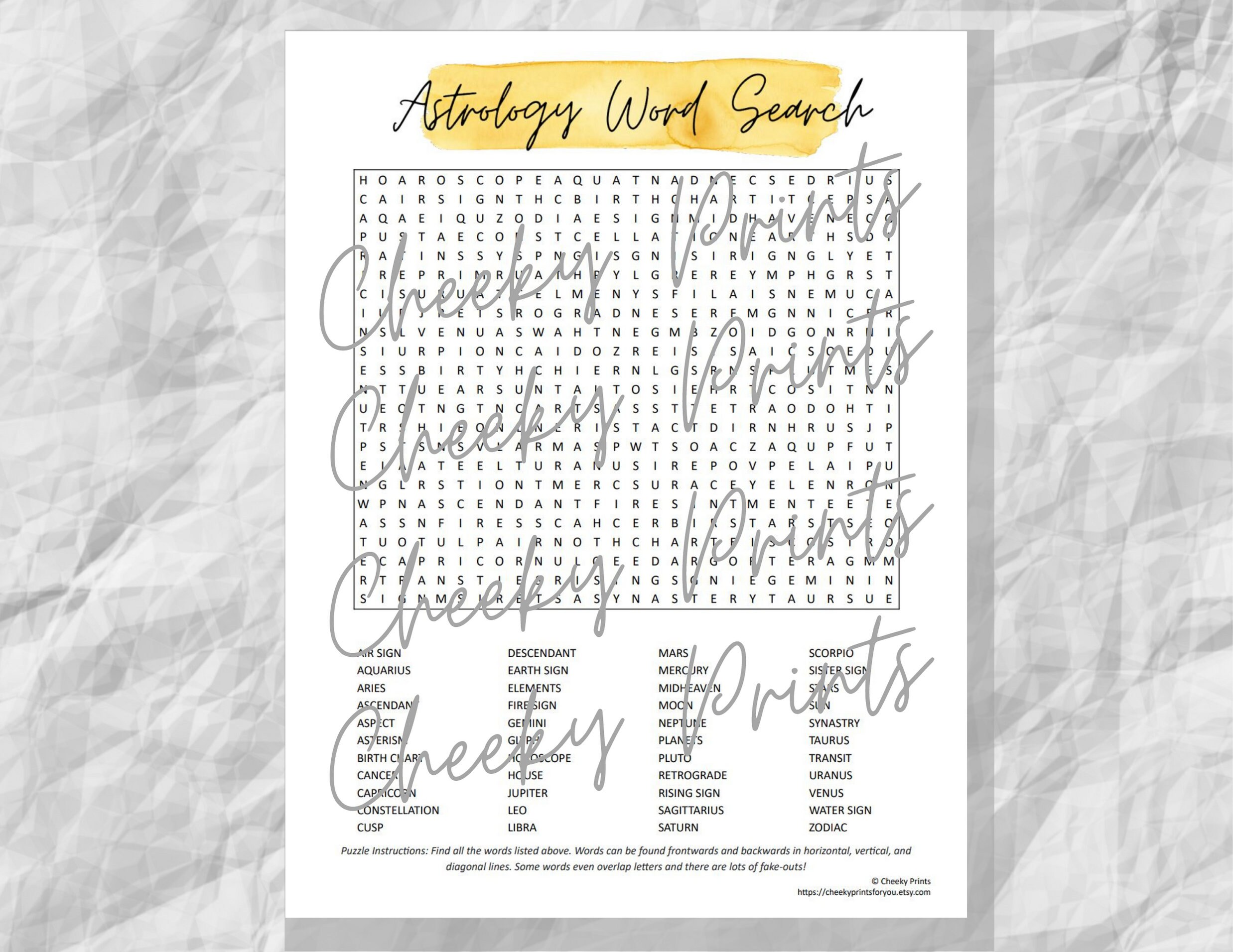 Astrology Word Search Puzzle | Horoscope Printable Activity Game ...