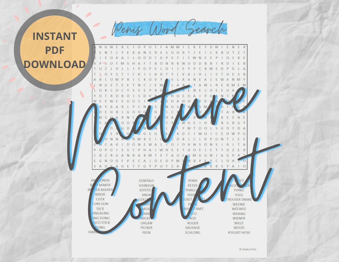 Penis Word Search Puzzle | Adult NSFW Printable | Instant Download ...