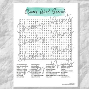 Oscars Word Search Puzzle | Printable Party Games | Instant Download ...