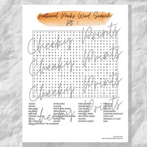 National Parks Word Search Puzzles | Printable Travel Road Trip ...