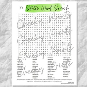 50 States USA America Road Trip Word Search Puzzle for Adults ...