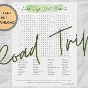 Road Trip Word Search Puzzle for Adults | Printable Travel Games ...