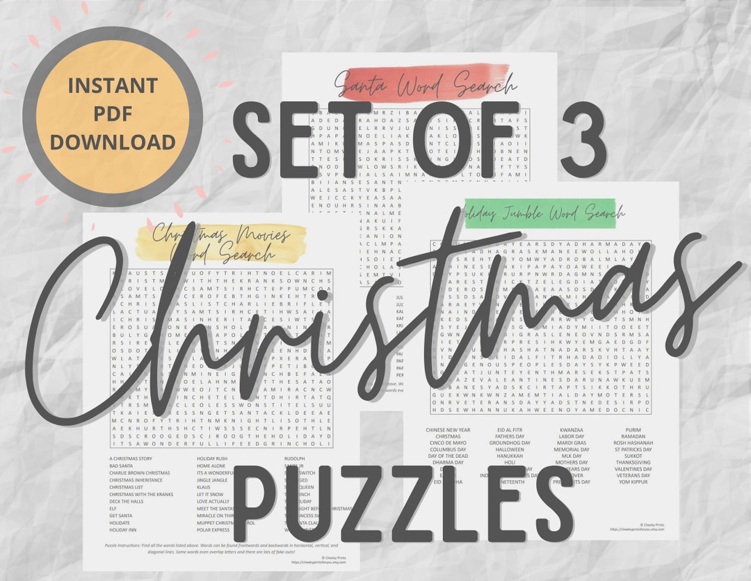 Christmas Games for Adults Holiday Party Word Search Puzzle Activities ...