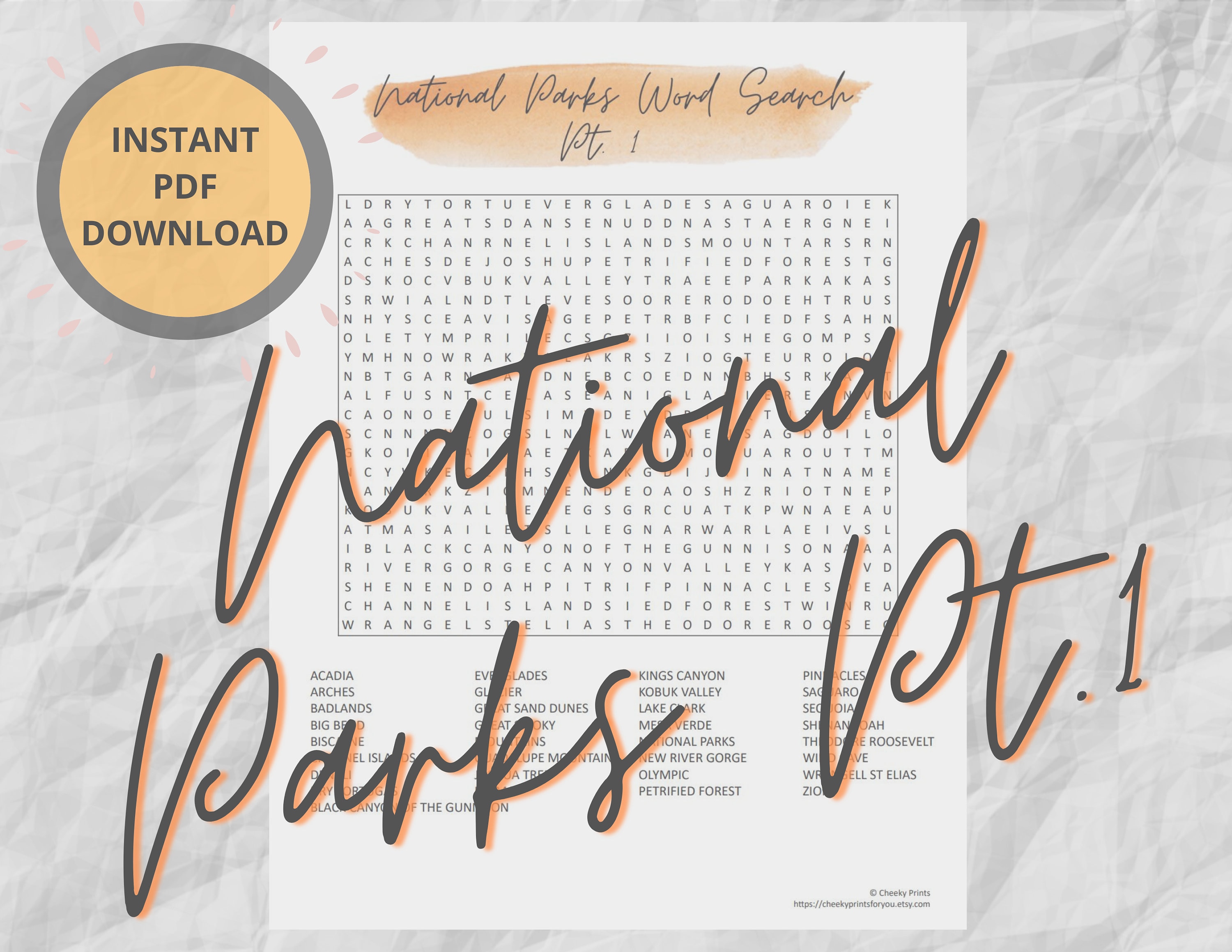 National Parks Word Search Puzzle Adults | Printable Travel Activities ...