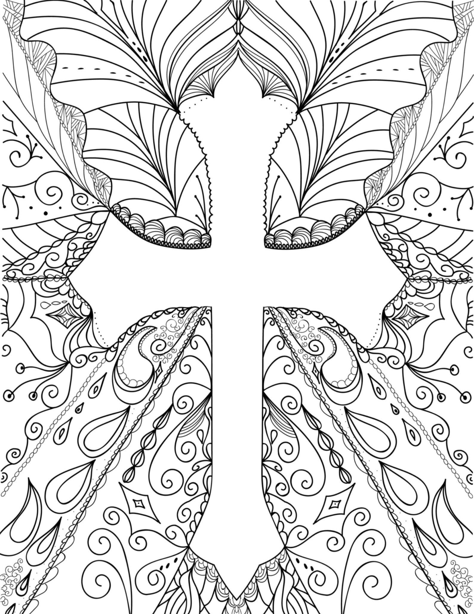 Zentangle Cross Coloring Page Coloring Pages
