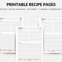 Blank Recipe Page Printable: Cook Book Journal (PDF Download) - Etsy