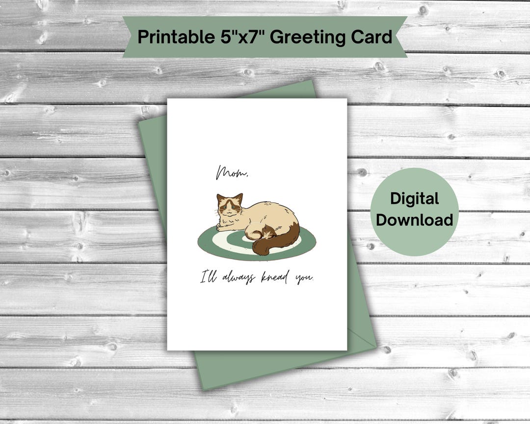 Mother's Day Card, Funny Cat Mothers Day Card, Cat Mom Card, Printable ...