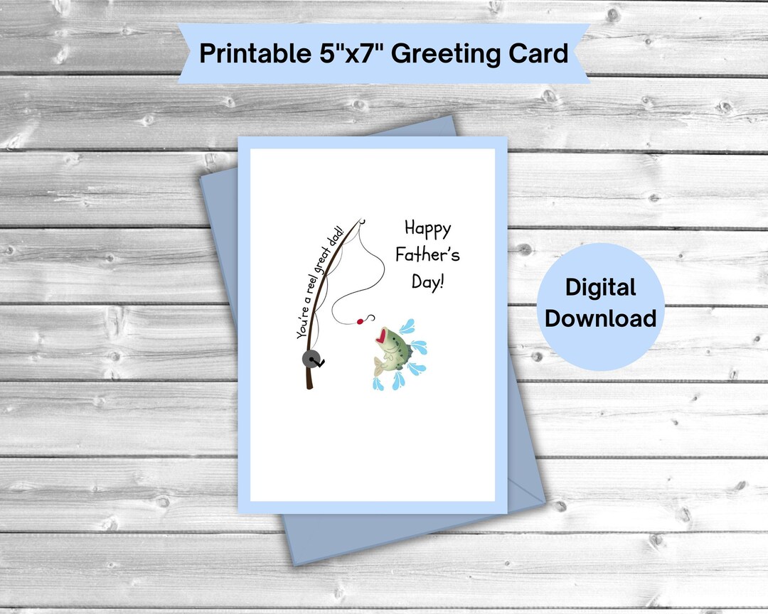 Father’s Day Fishing Card, Digital Download, Printable Father’s Day ...