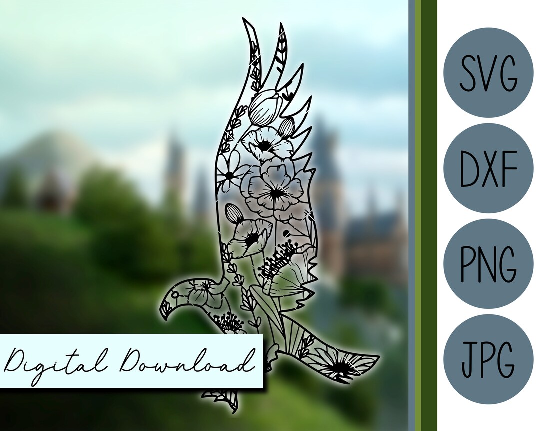 Ravenclaw Eagle House Mascot Wildflower Art File SVG Cut File for ...