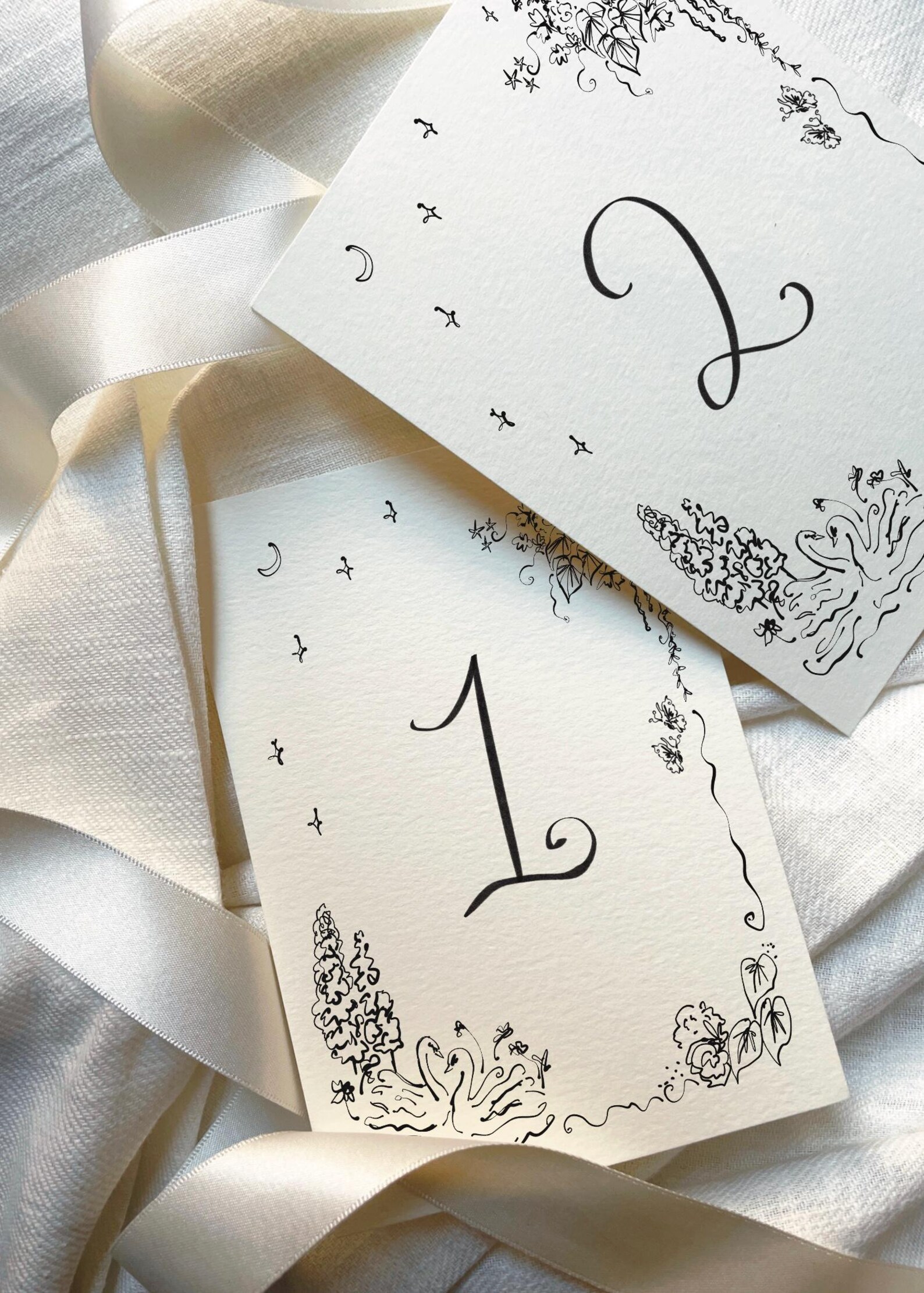 Swan & Stars Illustration for an Elegant Country House Wedding ...