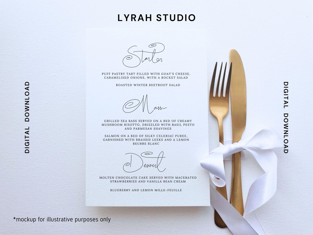 Flourish Calligraphy Wedding Menu Headers Fancy Hand Lettered Headers ...