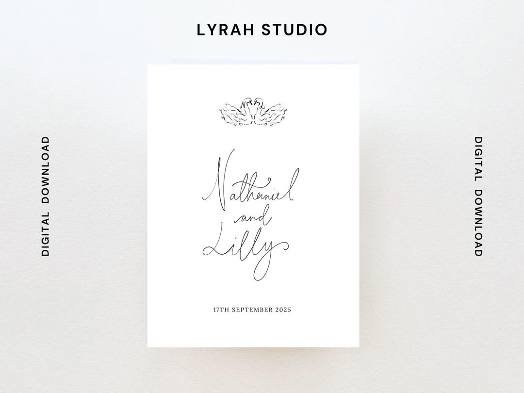 Elegant Calligraphy and Swan Logo Wedding Welcome Sign Handwritten ...