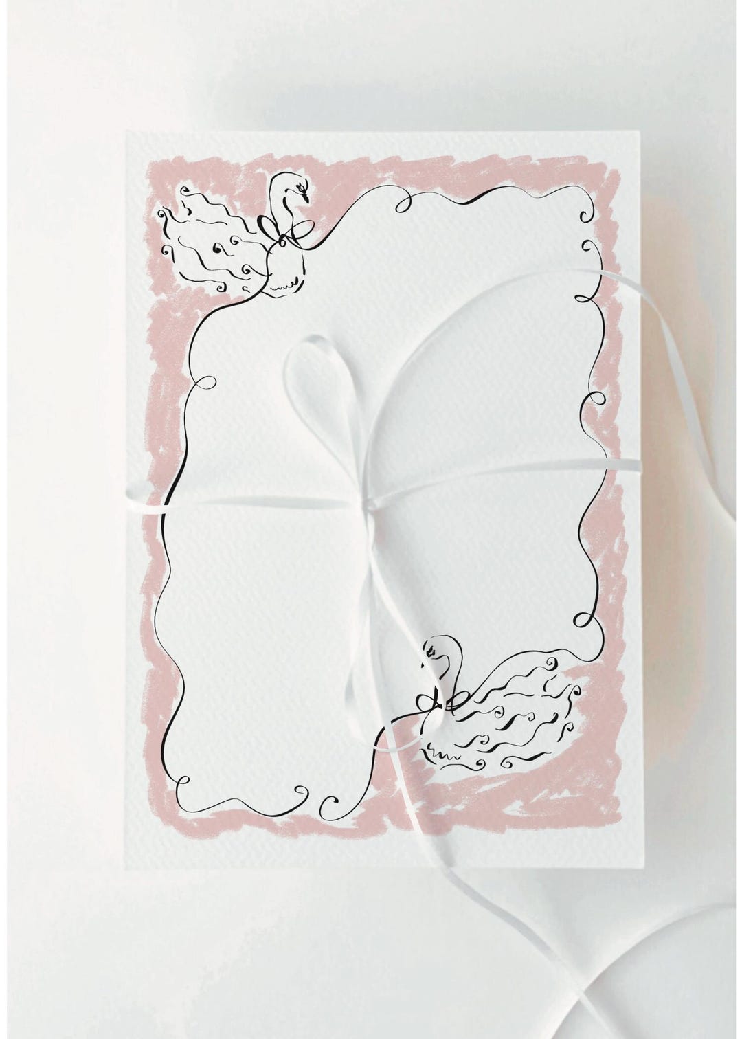 Pink Swan & Bow Border for Garden Coastal Wedding or Baby Shower ...