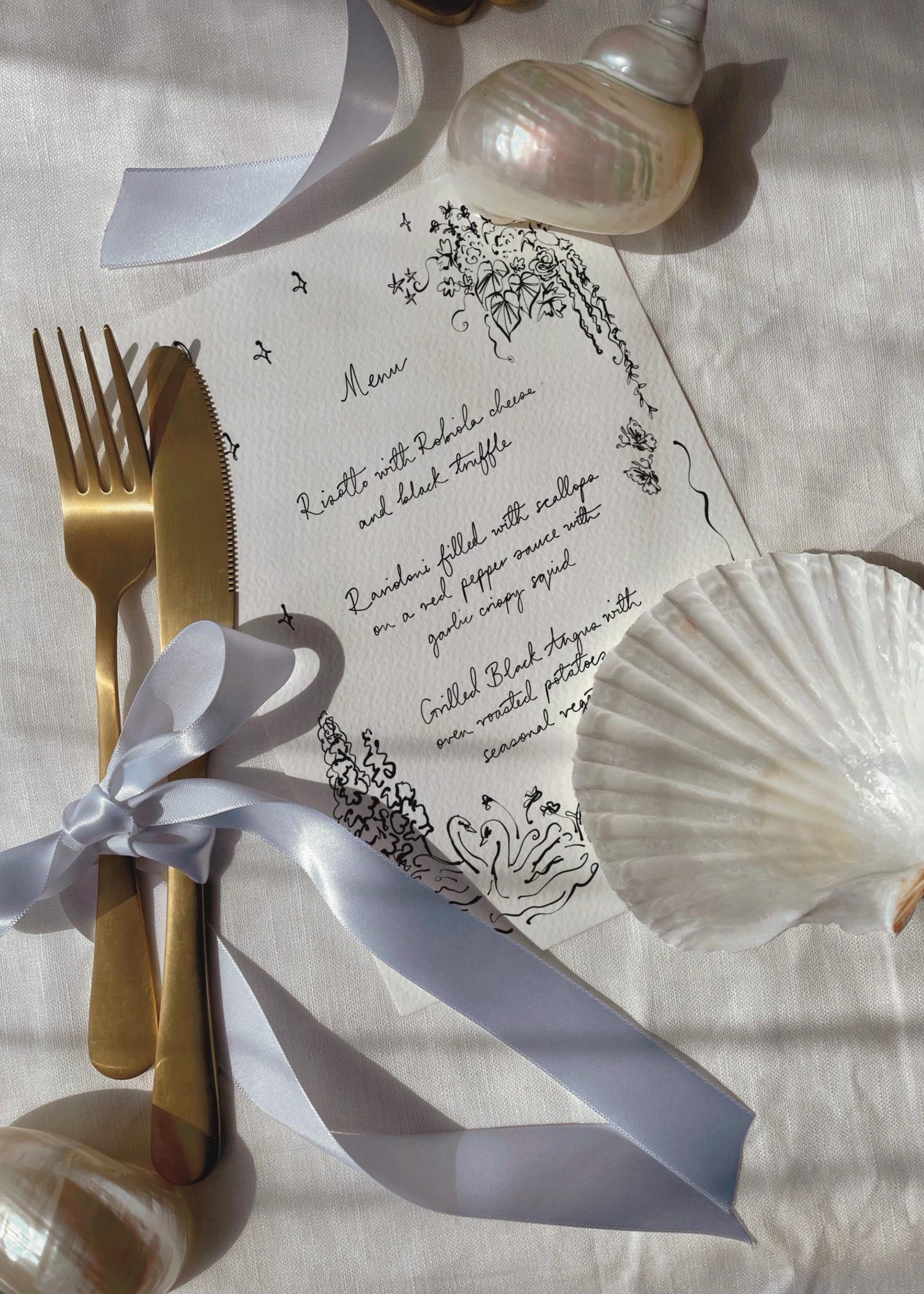 Swan & Stars Illustration for an Elegant Country House Wedding ...