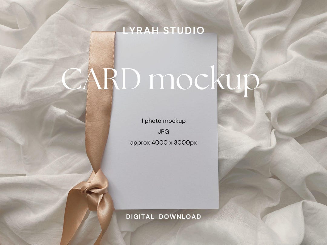 5x7 Folded Invitation Card Mockup With Bronze Ribbon | Order of Service ...
