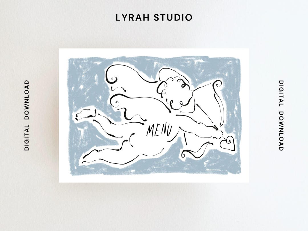 MATCHMAKER | Personalised Menu With Blue Cupid Illustration and Couples ...