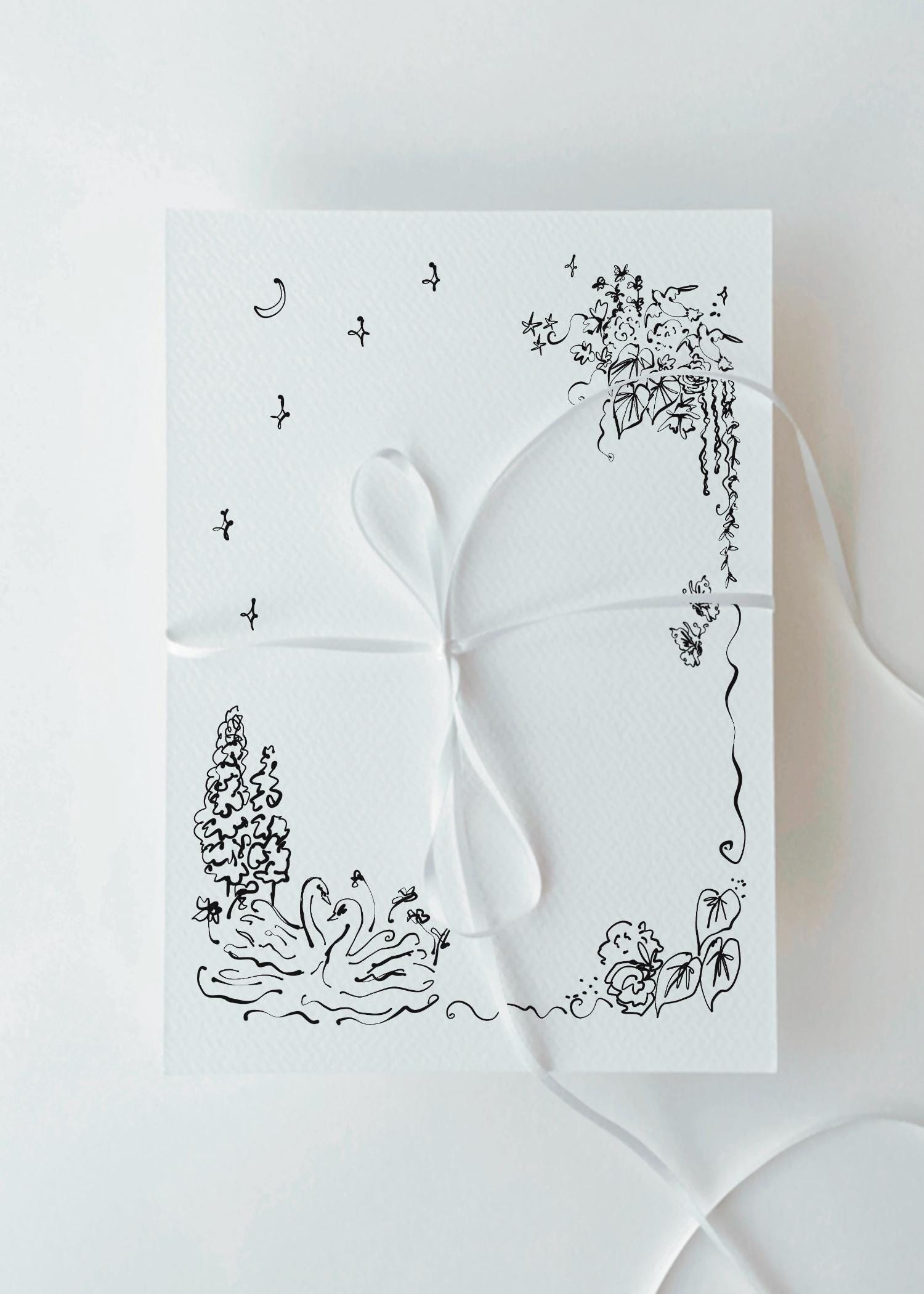 Swan & Stars Illustration for an Elegant Country House Wedding ...