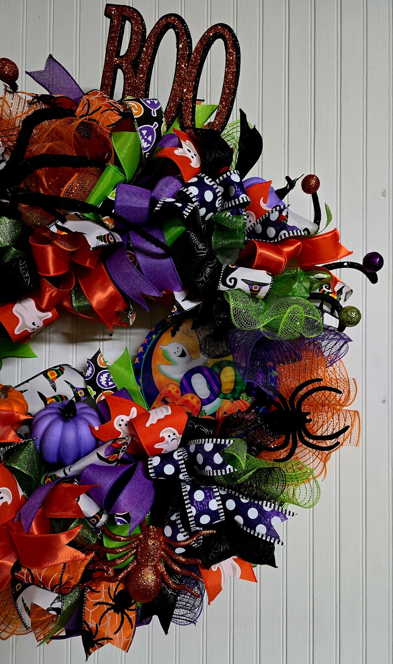 Extra Large Boo Wreath for Front Door, Giant Spider Oversized Decor ...