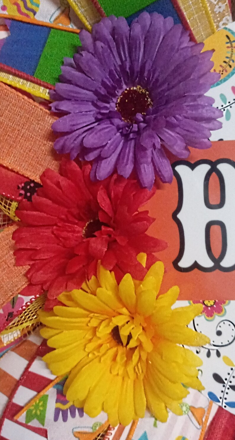 Hola Wreath for Front Door, Spanish Greeting for Front Door, Bright ...