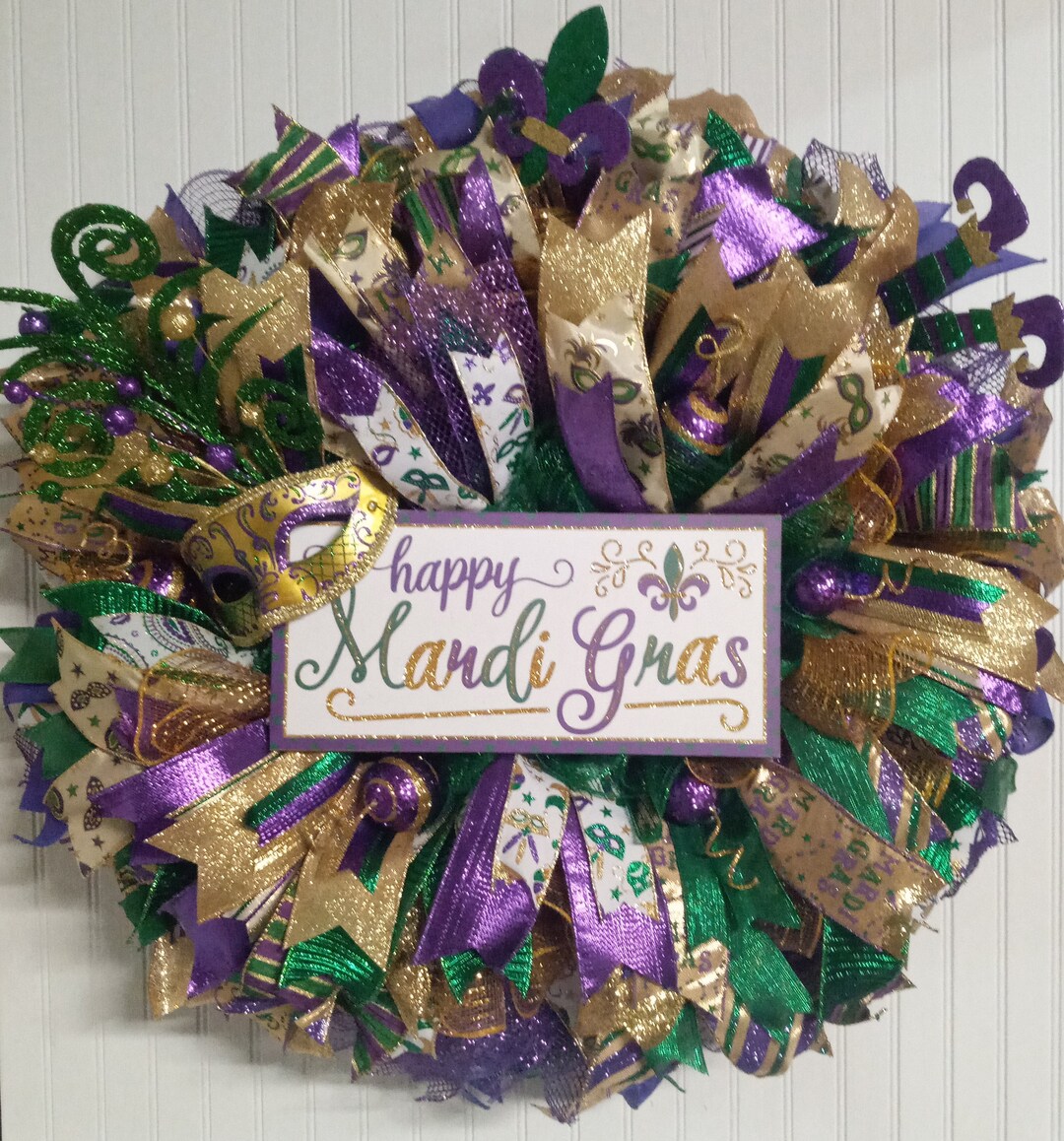Mardi Gras Wreath for Front Door, Mardi Gras Decor, Fat Tuesday Decor ...