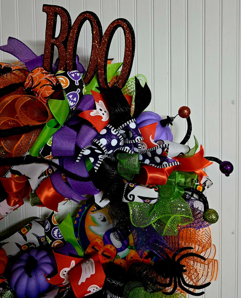 Extra Large Boo Wreath for Front Door, Giant Spider Oversized Decor ...