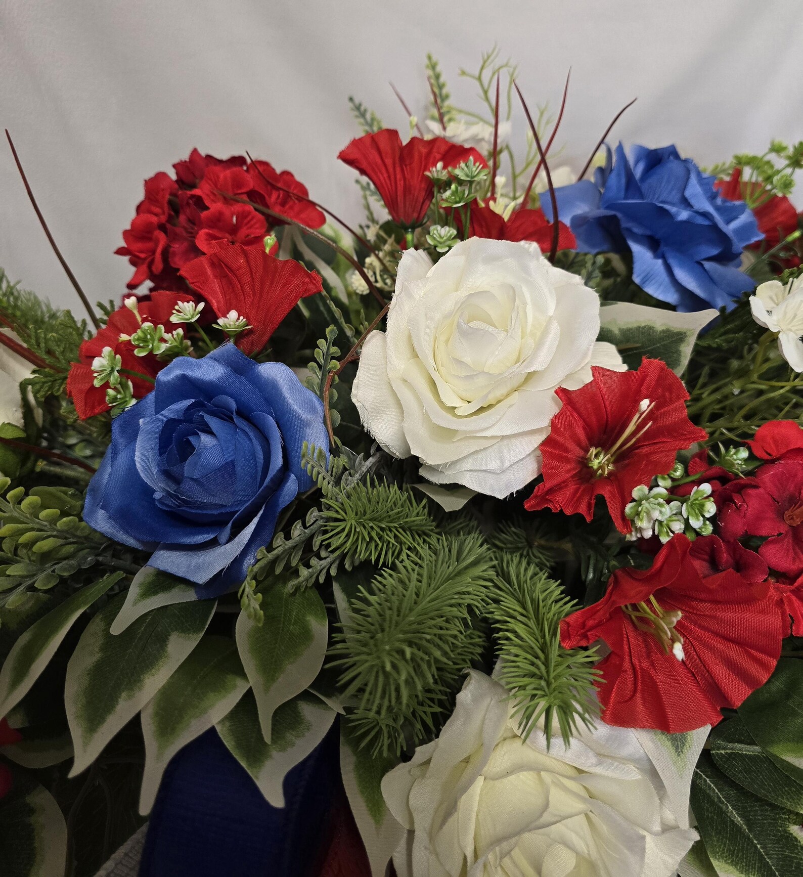 Weather Resistant Patriotic Cemetery Saddle: Red, White & Blue Memorial ...